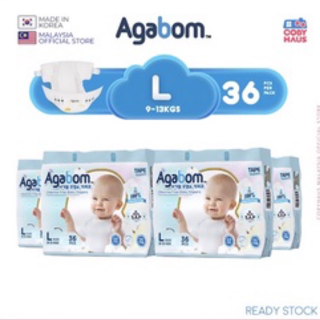 AGABOM TAPE DIAPERS (L SIZE) | Shopee Malaysia