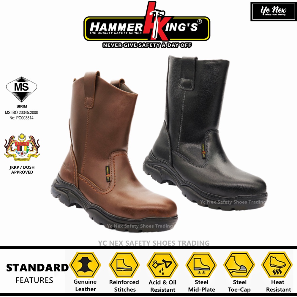 Safety Shoes Boots Steel Toe Cap Steel Mid Plate High Cut Pull Up ...