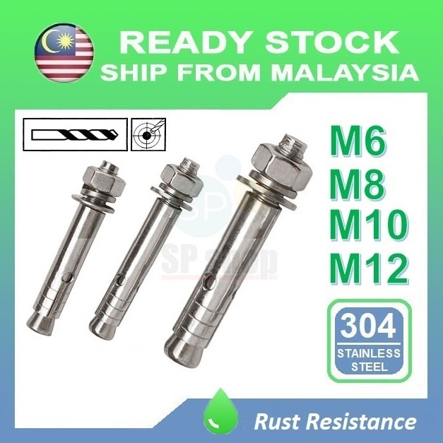 M6 M8 M10 M12 Wall Plug 304 Stainless Steel Sleeve Anchor Bolt for Concrete - Rawplug | Shopee ...
