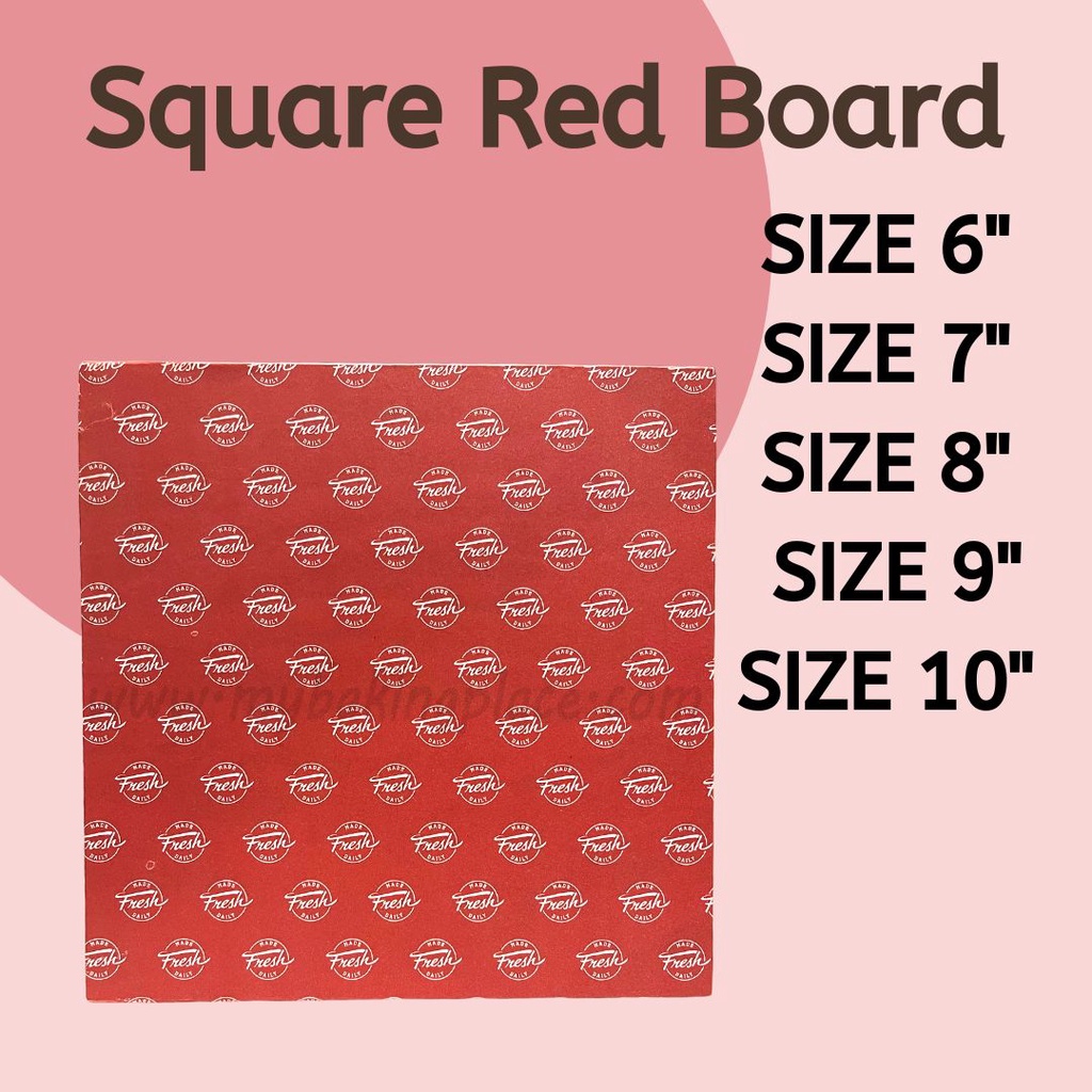 Red Papan Kek Cake Board Square Cake Decoration Tempat Letak Kek Cake ...