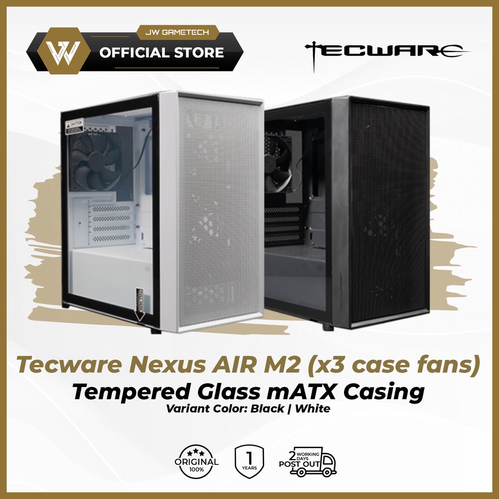 Tecware Nexus AIR M2 TG mATX Gaming Case - Black | White | Shopee Malaysia