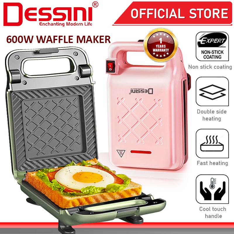 DESSINI ITALY Double Sided Electric Sandwich Panini Waffle Pizza Maker ...