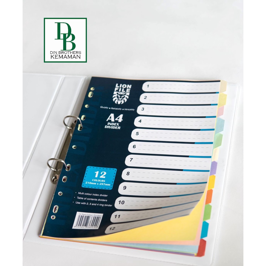 LION FILE INDEX DIVIDER 10 COLOURS 210mm X 297mm | Shopee Malaysia