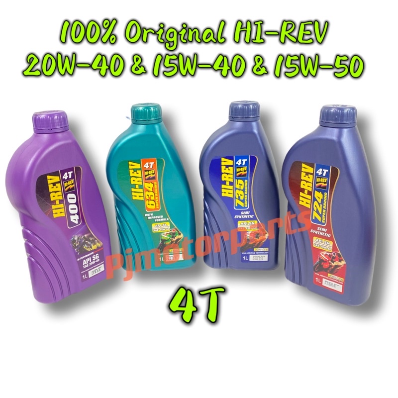 4T 100% Original Hi-Rev HiRev (400 634 724 735) (1 Liter) Minyak Hitam ...