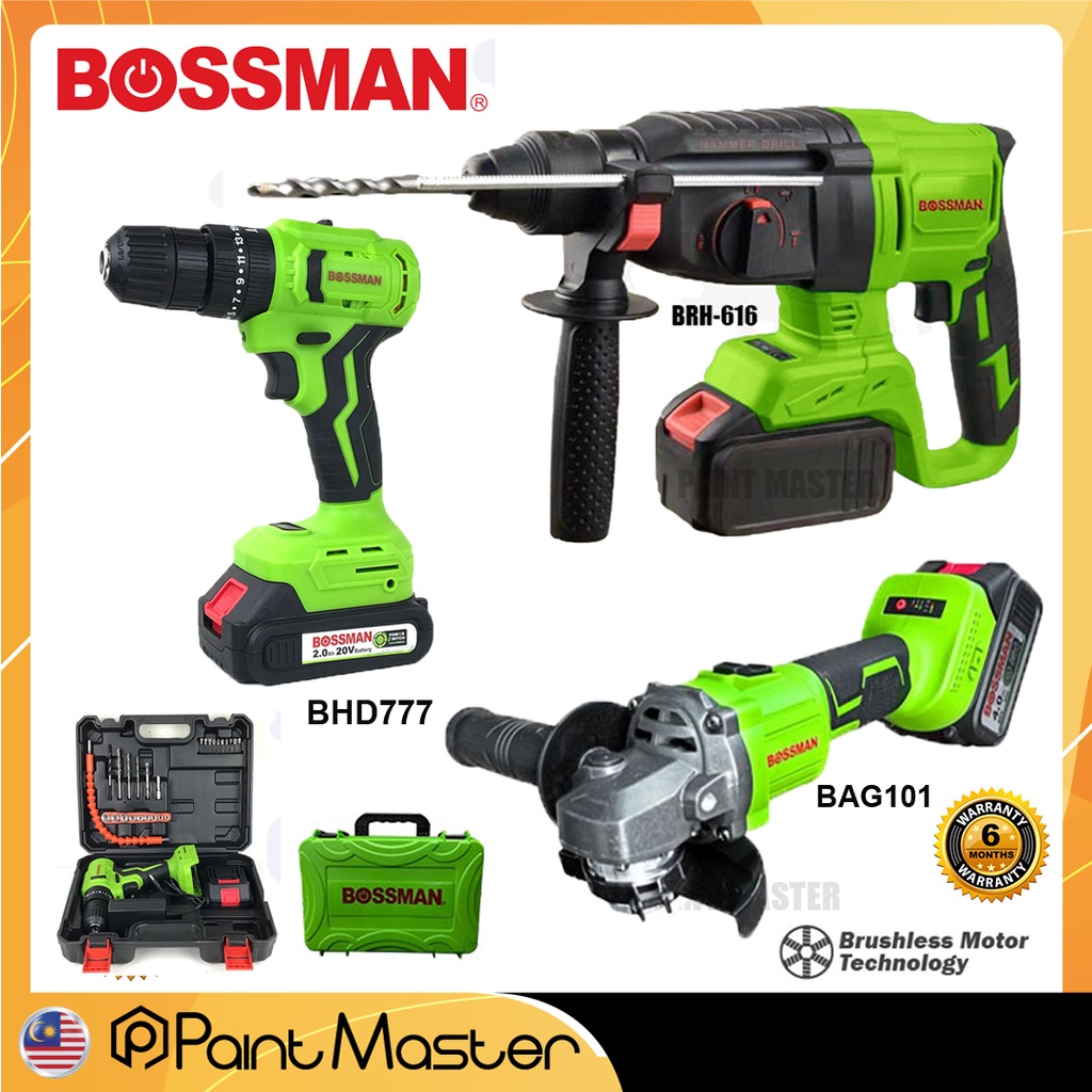 BOSSMAN COMBO SET ECO SERIES 20V BRH-616 BHD-777 BAG-101 BRUSHLESS ...