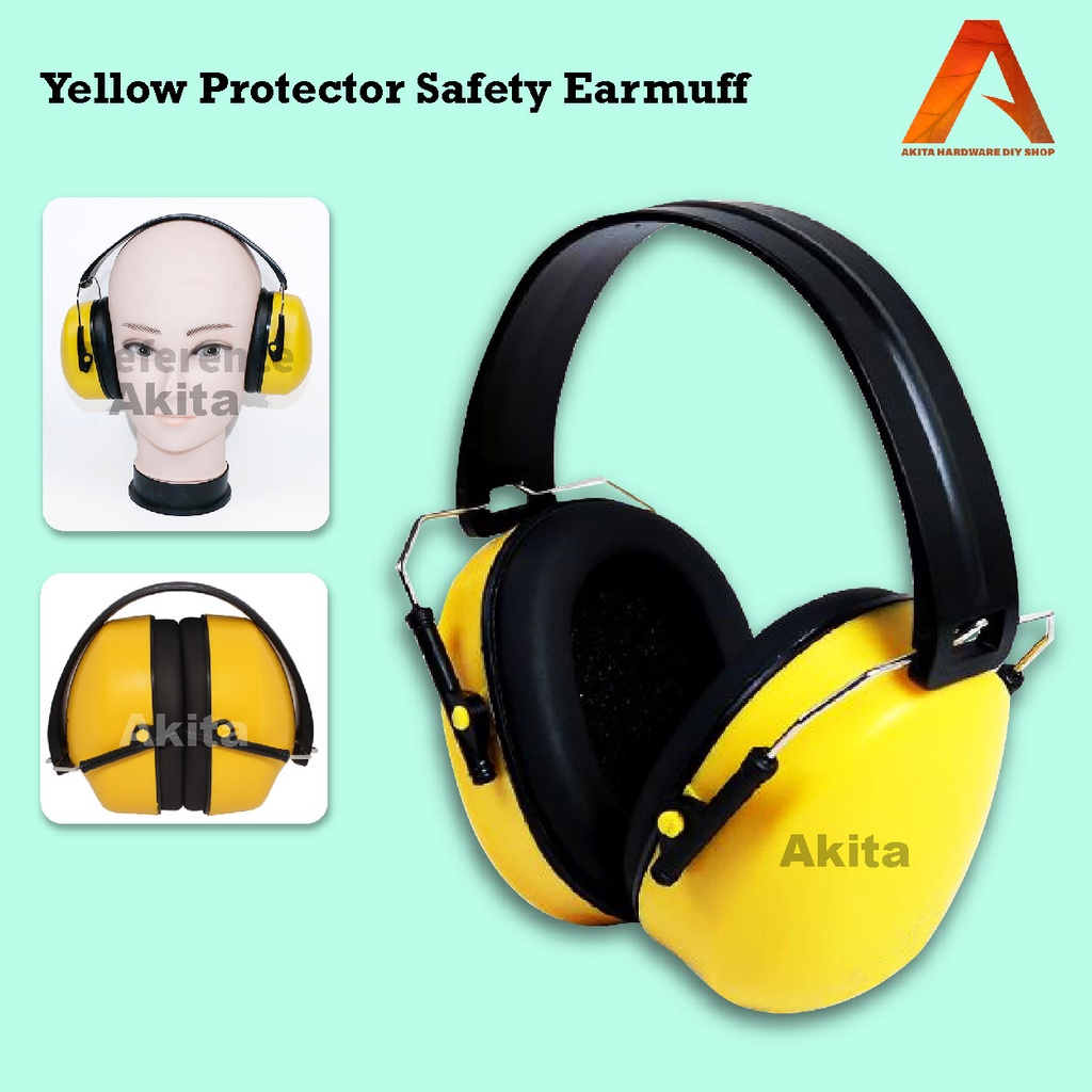 Yellow Safety Protector Ear Muff Anti-Noise Hearing Protection Earmuffs ...