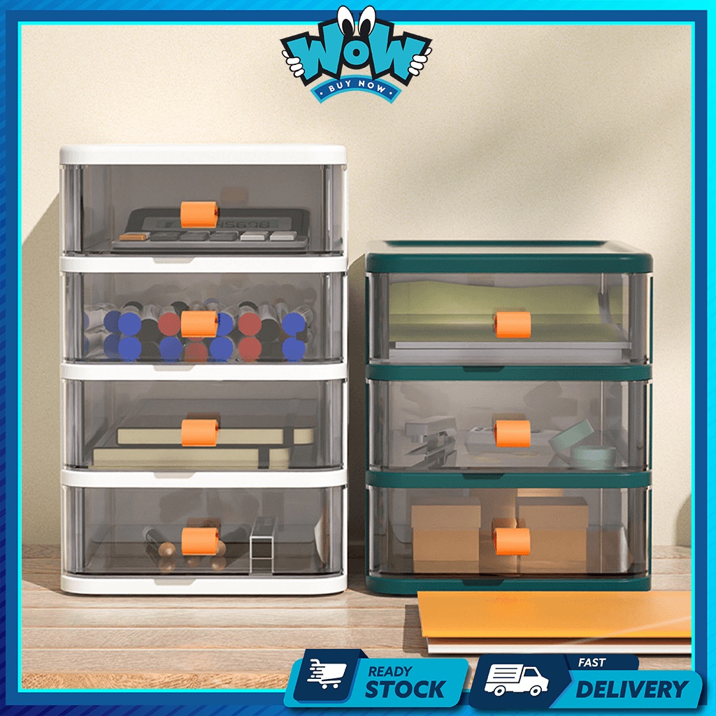 MULTILAYER TRANSPARENT DESKTOP STORAGE DRAWER DESK ORGANIZER COSMETIC ...