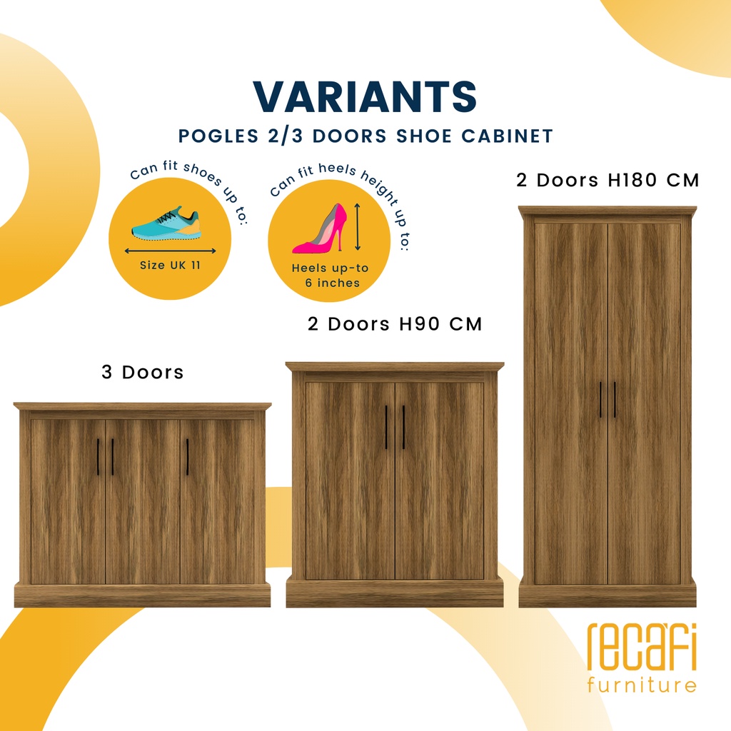 Recafi Furniture Pogles 2/3 Doors Shoe Cabinet | Shoe Rack | Rak Kasut ...