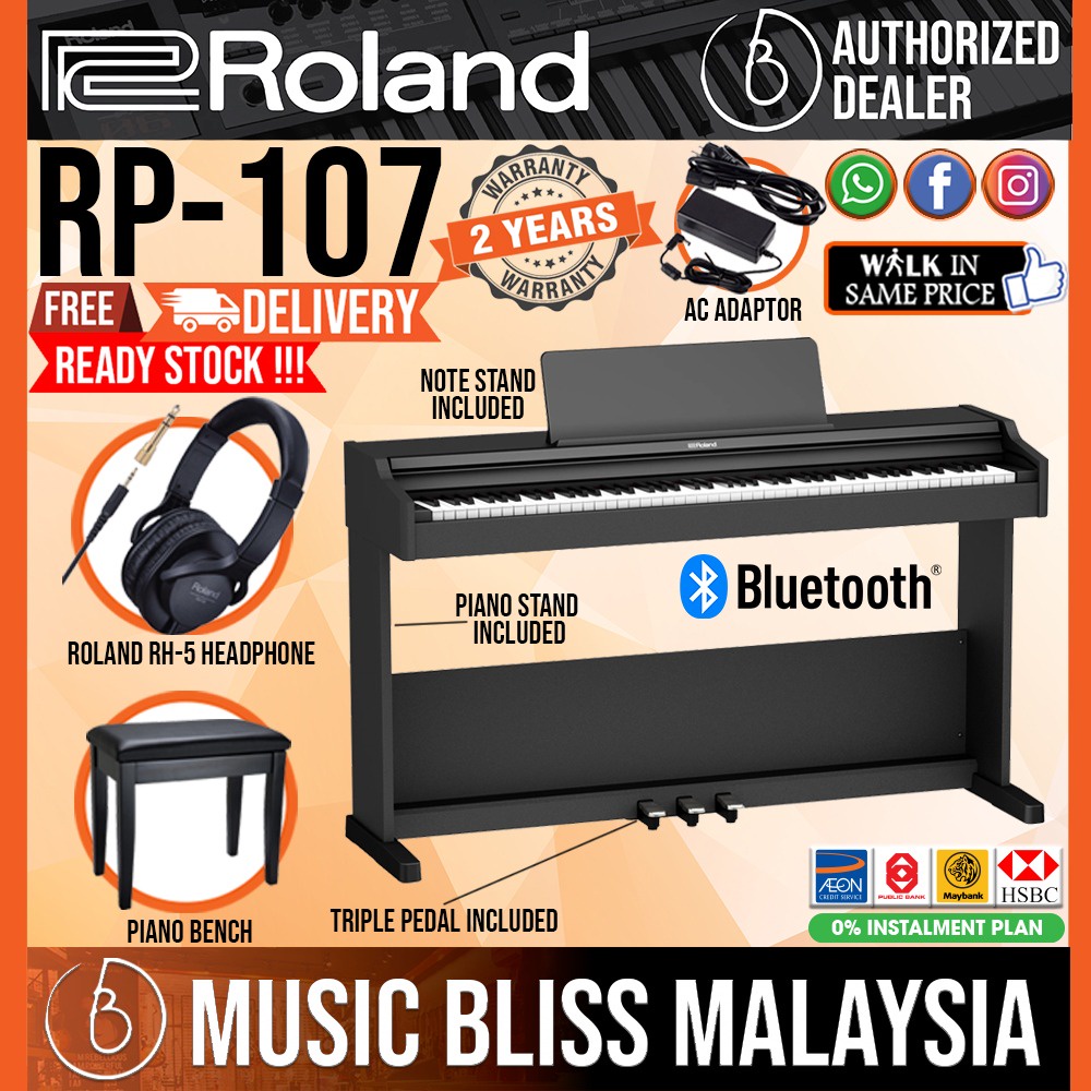 Roland RP107 Digital Piano with Piano Bench - Black (RP-107) | Shopee ...