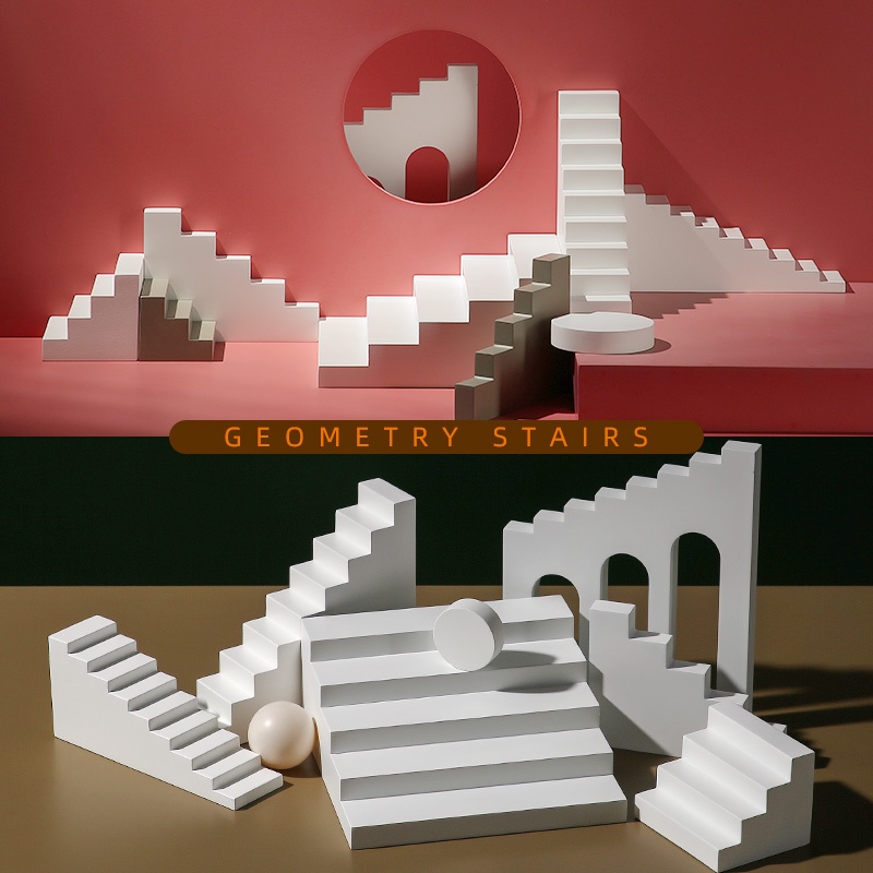Creative Photo Props Geometric Small Stairs Shooting Table Ladder White ...