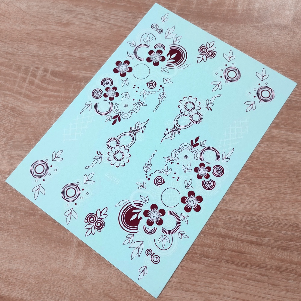 Henna Lace Temporary Tattoos Sticker White Brown Tattoo Sticker For ...