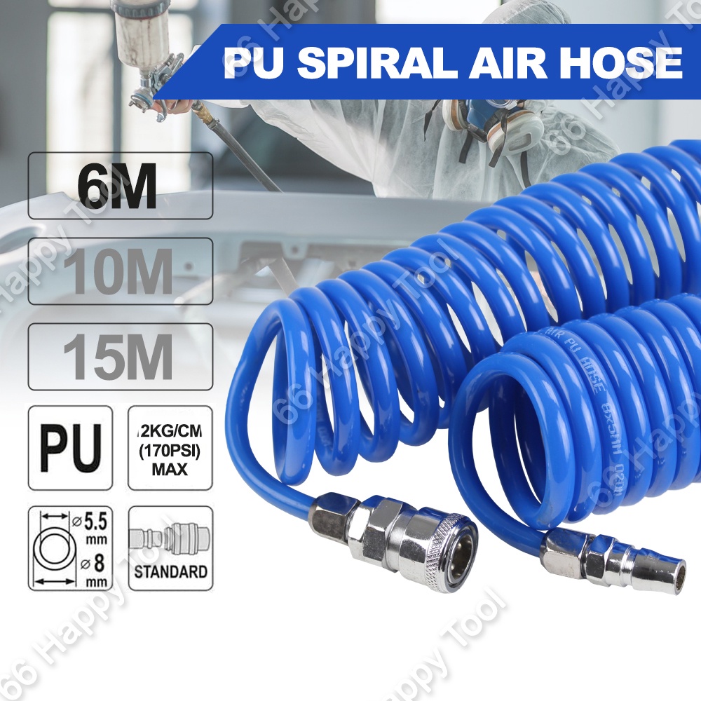 PU Air Hose Flexible Spiral Recoil for Compressor Air Tool 8mm x 5mm ...