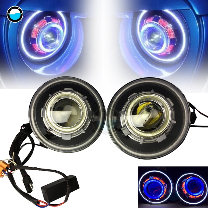 Angel's Eyes Headlamps 7 Inches LED Starry Headlights with Devil Demon ...