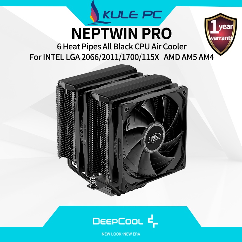 Deepcool NEPTWIN PRO All Black CPU Air Cooler 6 Heat Pipes Desktop ...