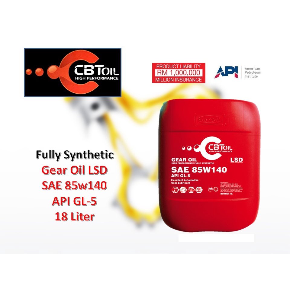 CBT OIL - LSD SAE85w140 API GL-5 18L Fully Synthetic Gear Oil SAE-85w140 Limited Slip ...