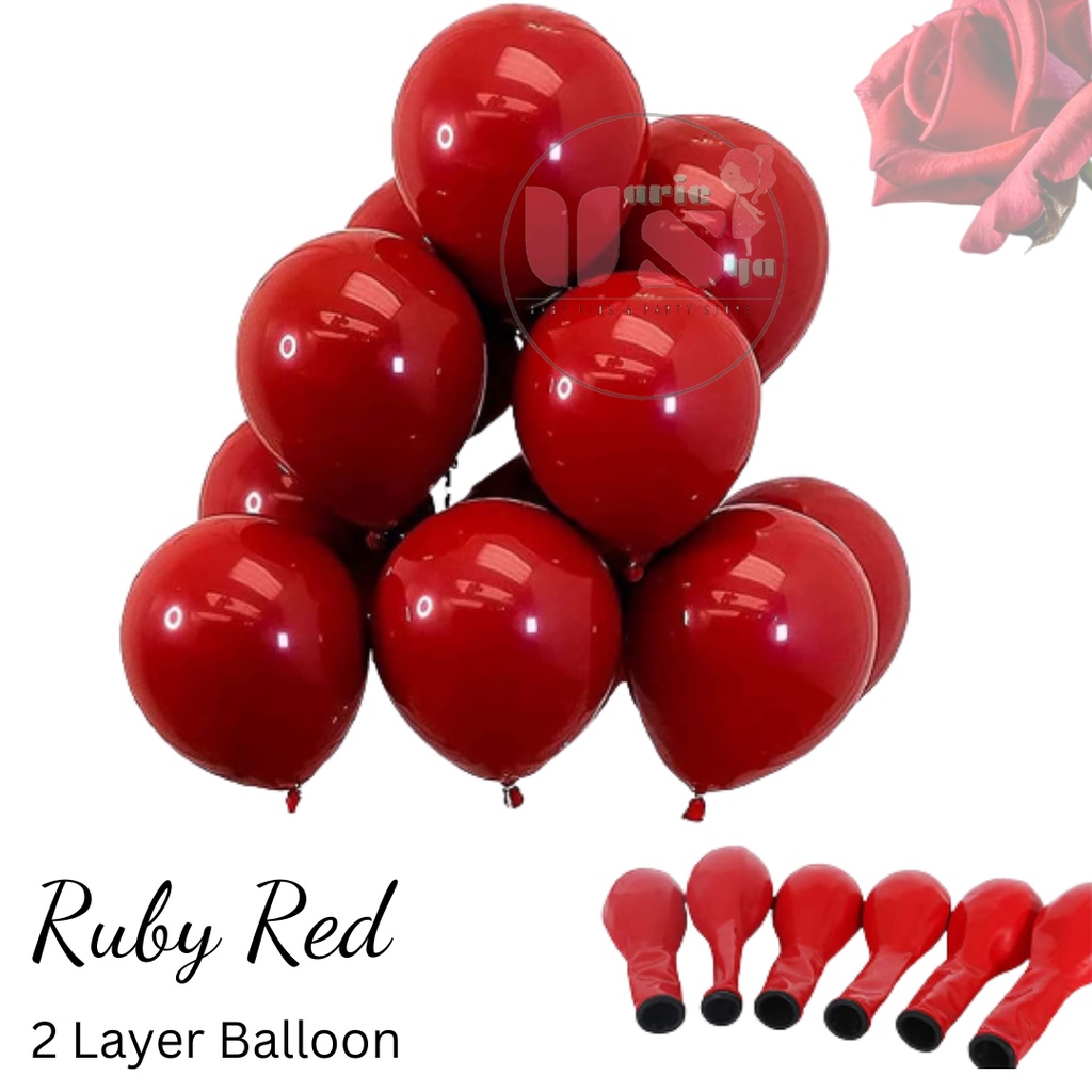 RUBY RED BALLOON 2 LAYER GLOSSY PEARL LATEX BALLOONS CHROME METALLIC ...