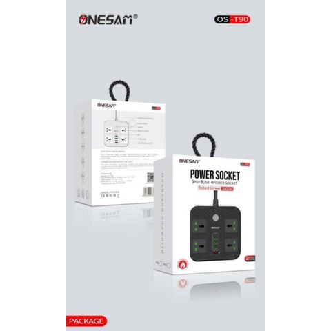 ORIGINAL OS-T90 ONESAM POWER SOCKET 3000W 1PD+3 USB+4 SOCKET | Shopee ...