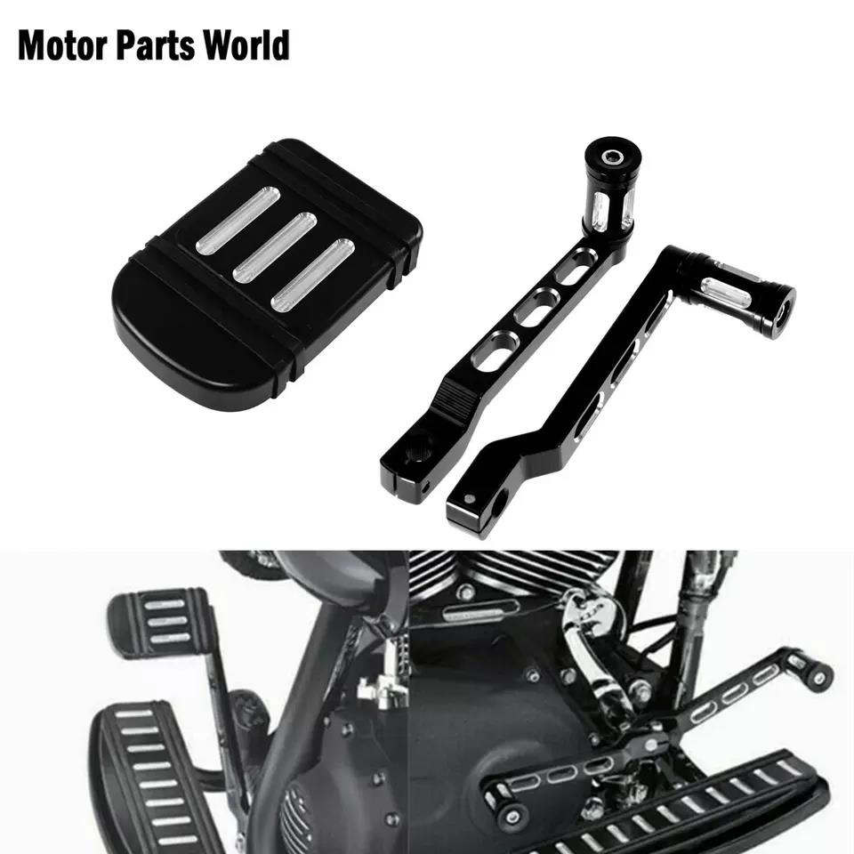 Motorcycle Heel/Toe Shift Lever w/ Shifter Peg CNC Black Large Foot Pegs Footrest Brake Pedal ...