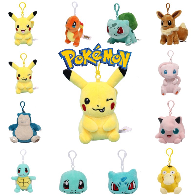 Original Pokemon Pikachu Charmander Plush Toy Pendant Mewtwo Keychain ...
