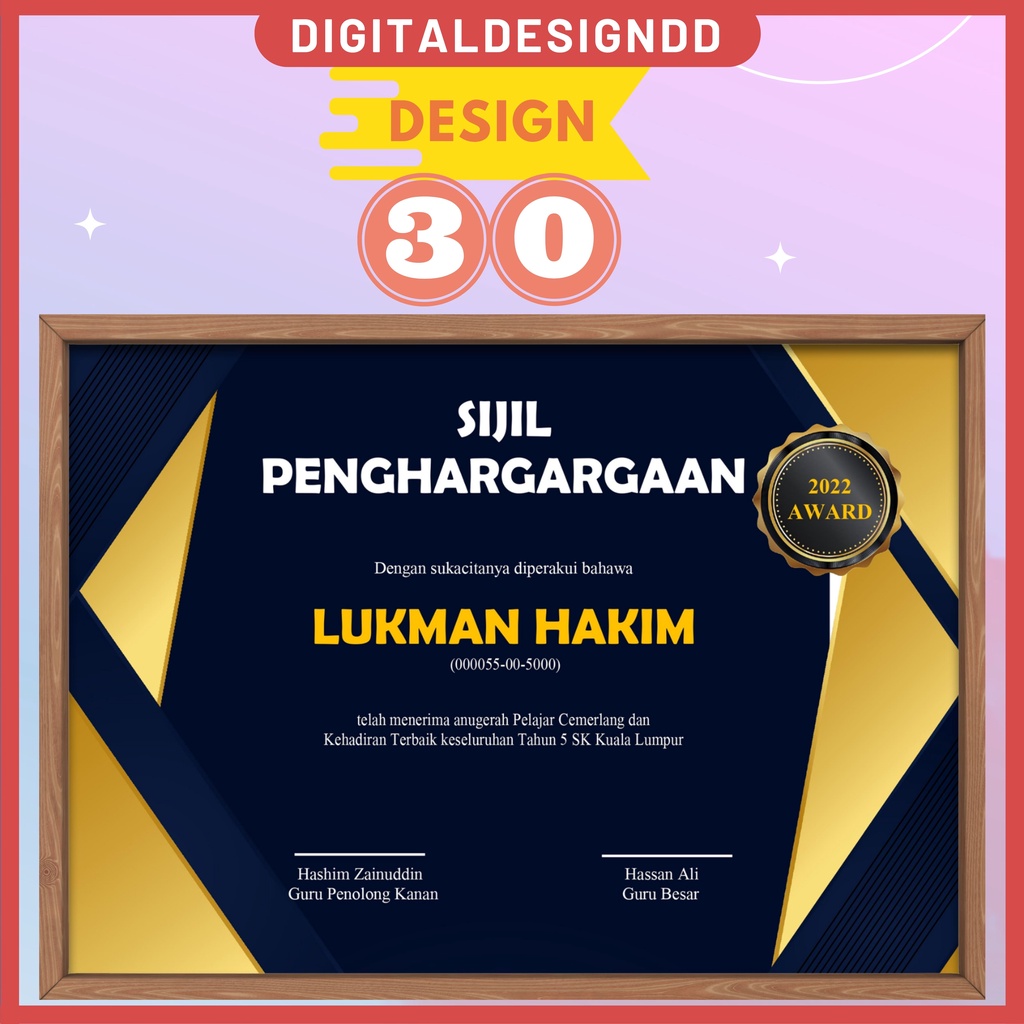 Sijil digital 48 template digital certificate pelbagai pilihan edit ...