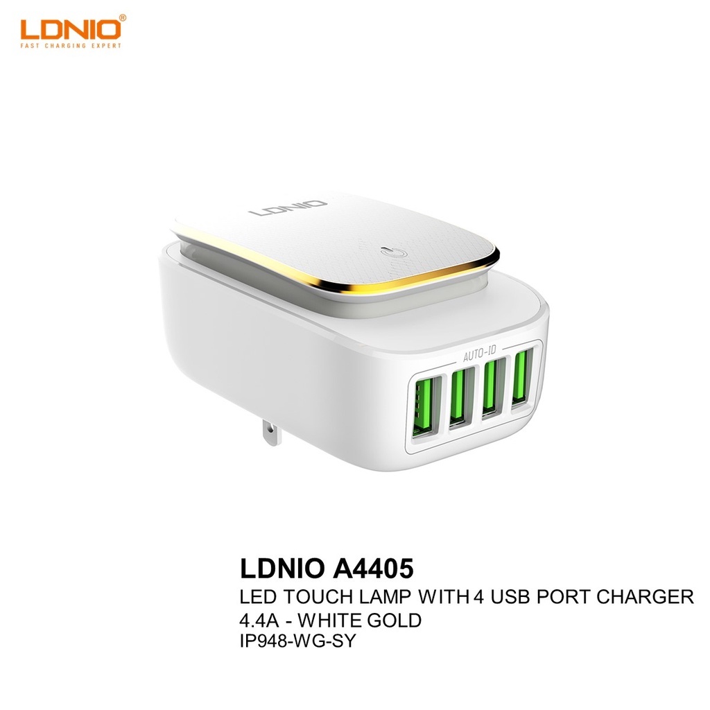 LDNIO A4405 LED TOUCH LAMP WITH 4 USB PORT CHARGER 4.4A | Shopee Malaysia