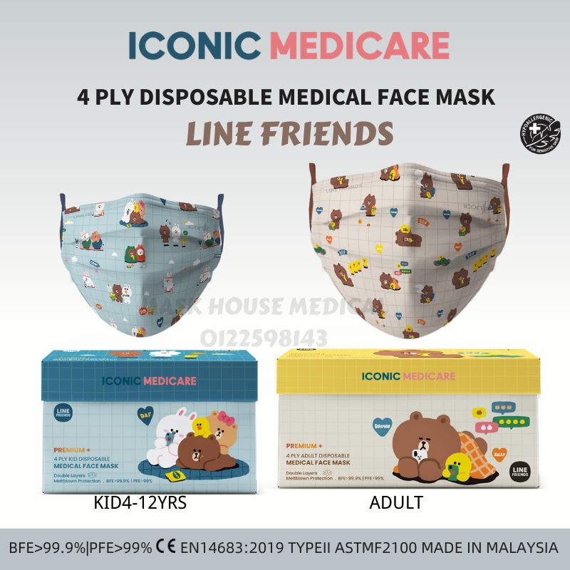 ICONIC MEDICARE [ 4PLY ADULT & KIDS ] LINE FRIENDS XMAS SPECIAL EDITION ...