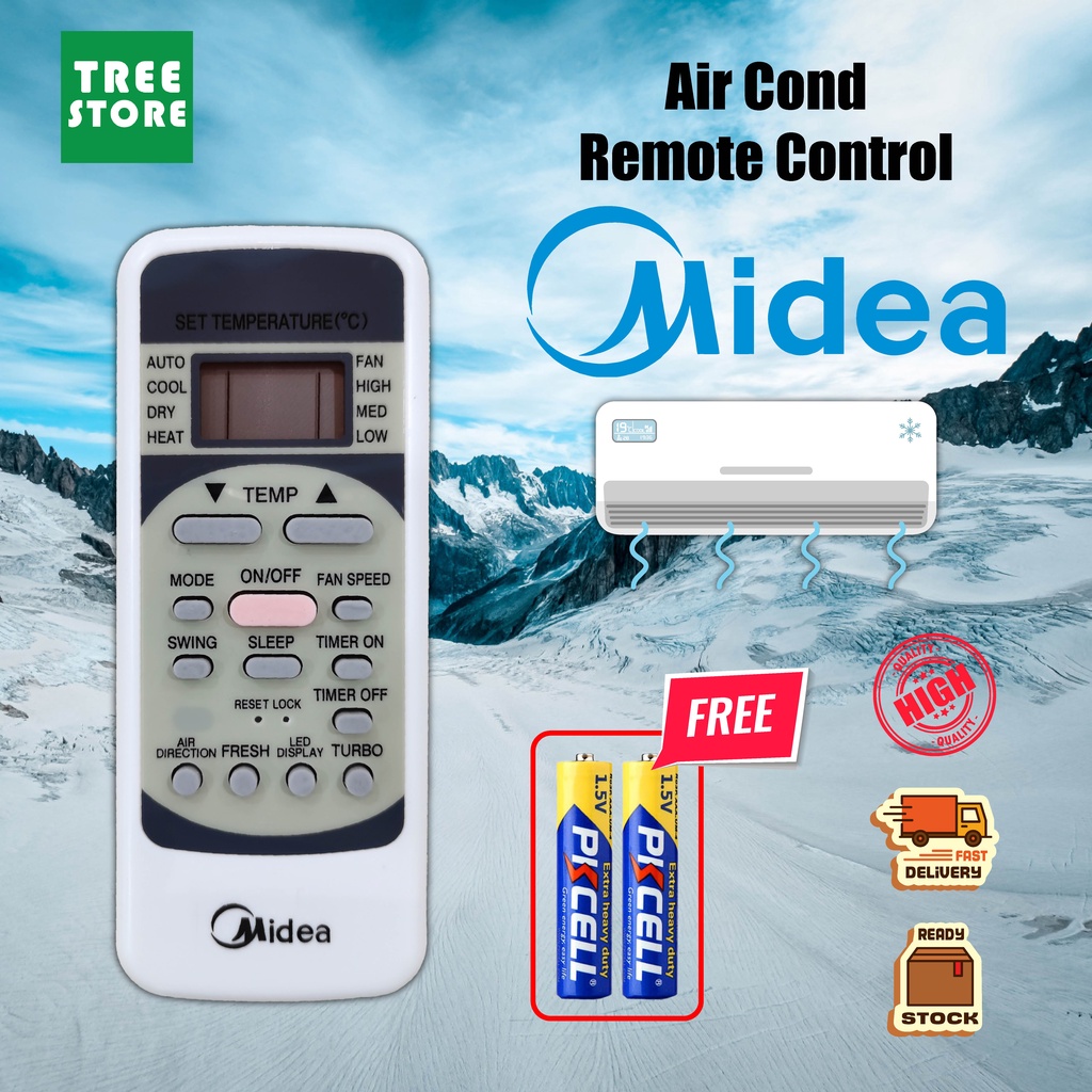 【Free Battery】Midea Remote Control for Midea Air conditional R51D/E ...