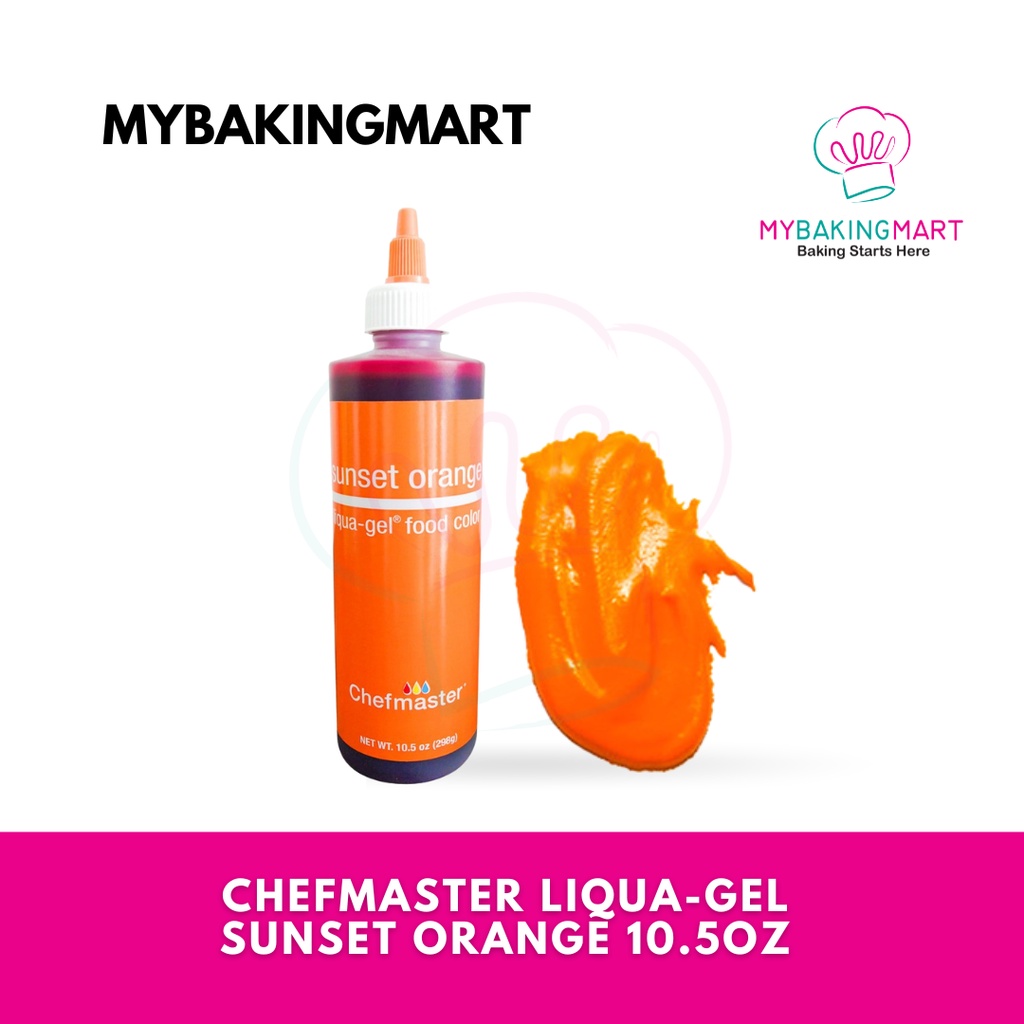 Mybakingmart | Chefmaster Liqua-gel Sunset Orange 10.5 Oz Gel Food ...