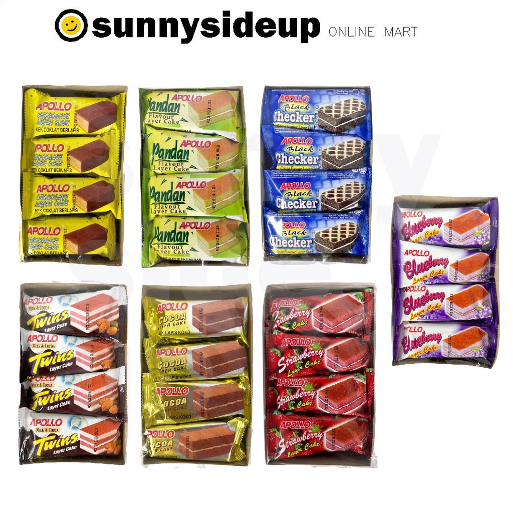 [SUNNY] APOLLO Layer Cake 8 x 18g Chocolate | Pandan | Strawberry ...
