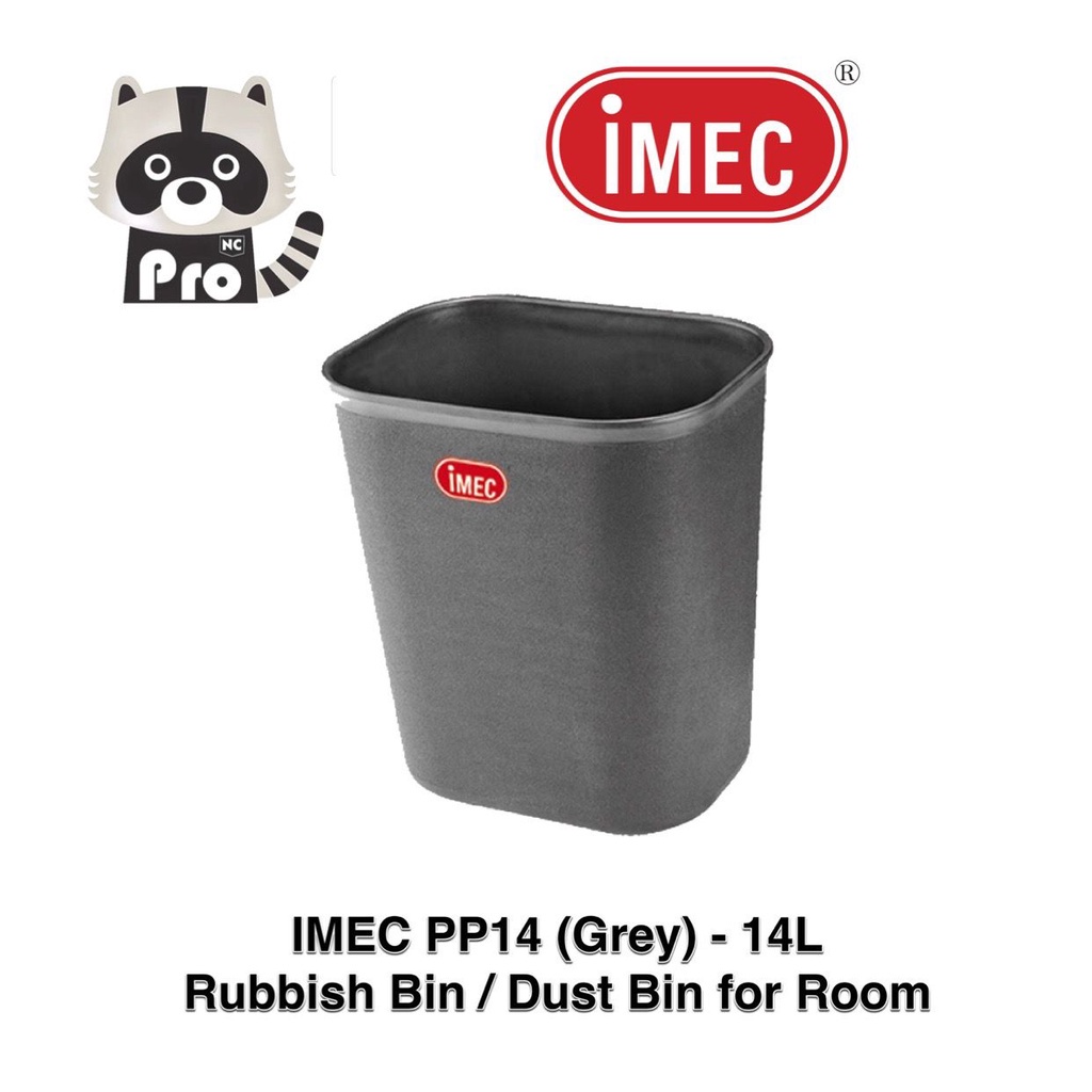 IMEC PP14 Premium Rectangular Rubbish Bin / Dustbin for Room, 14L (Grey ...