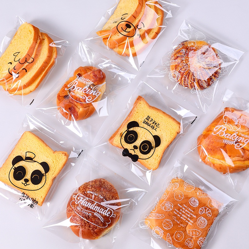 100pcs Self Adhesive Bread Cake Bakery Food Transparent Opp Plastic ...
