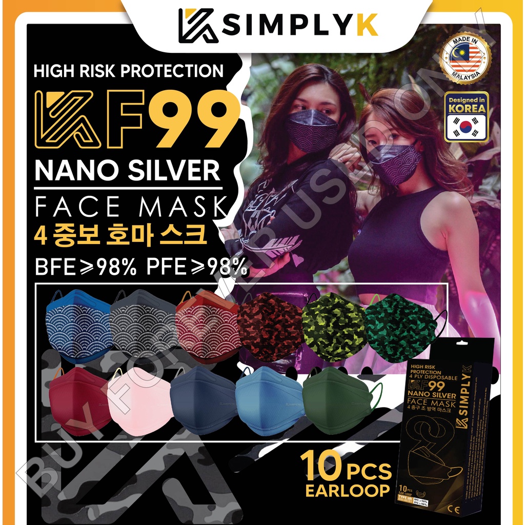 Simply K 4Ply KF99 Nano Silver Surgical Face Masks ( 10 PCS ) | Shopee ...