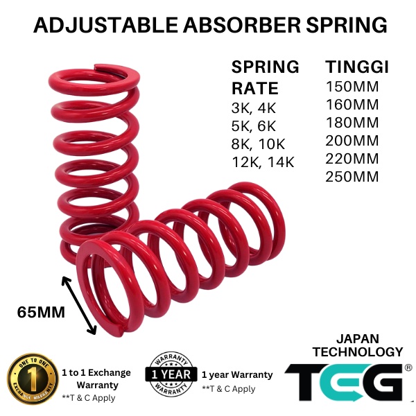 🔥1 YEAR WARRANTY🔥 Adjustable Suspension Spring 4K/5K/6K/8K/10K (65mm ...