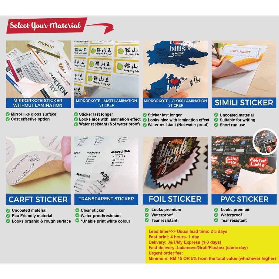 [[RM0.10]] Sticker Label Min 1A3 / Food label / Product label Pelekat ...