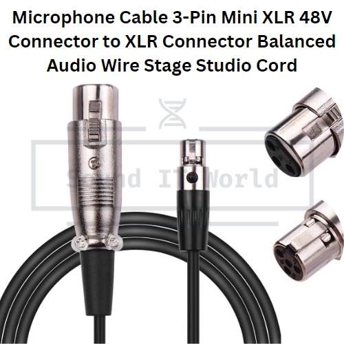 Microphone Cable 3-Pin Mini XLR 48V Connector to XLR Connector Balanced ...