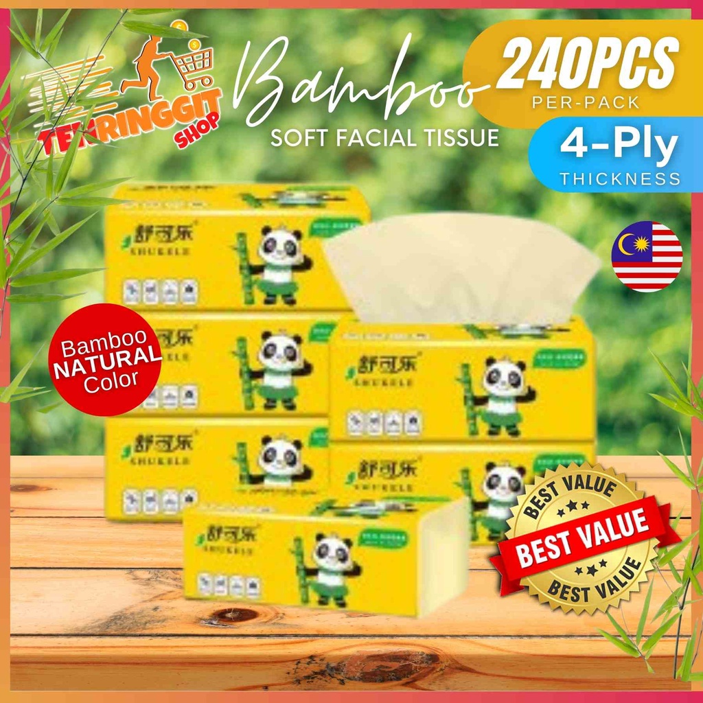 4PLY Bamboo Pulp Tissue Paper Packet 240 Pieces Cute Soft Tissue Wipes ...