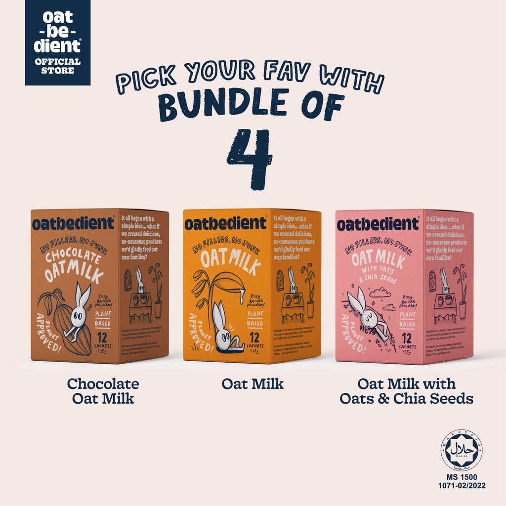 Oatbedient Oat Milk Series (12 x 28g/35g) [Bundle of 4] | Shopee Malaysia