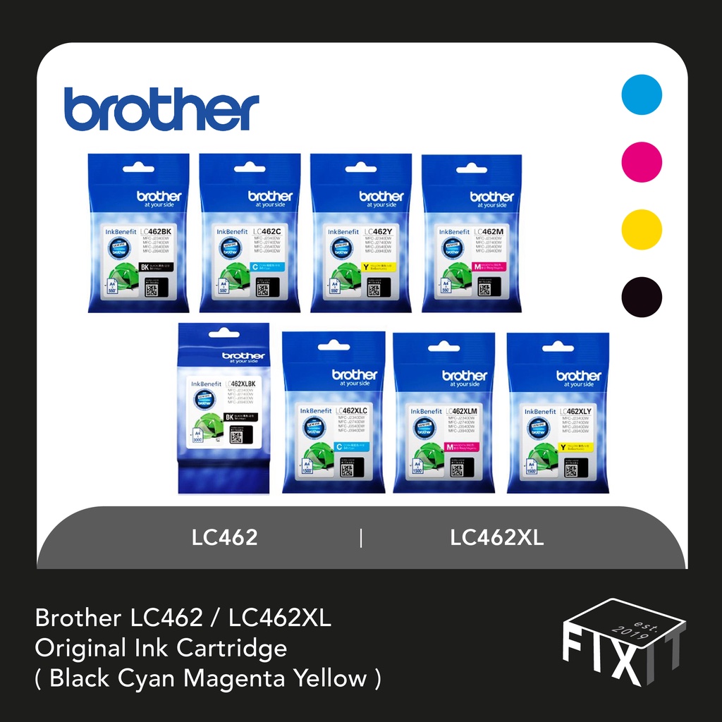 BROTHER LC462/LC462XL BK/C/M/Y ORIGINAL INK CARTRIDGE FOR MODEL MFC ...