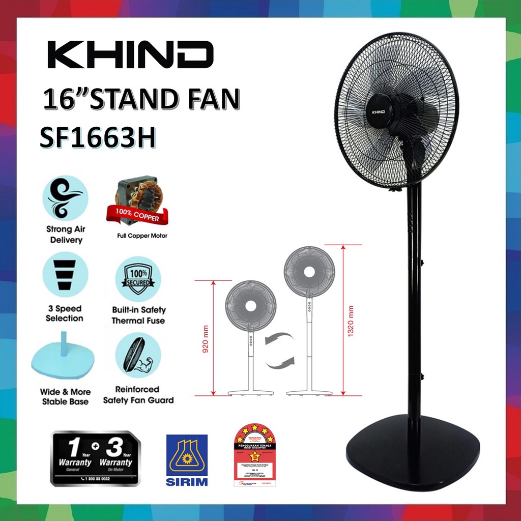 KHIND 16" Stand Fan SF1663H / Kipas Berdiri 16 SF1682SE Kipas Stand ...