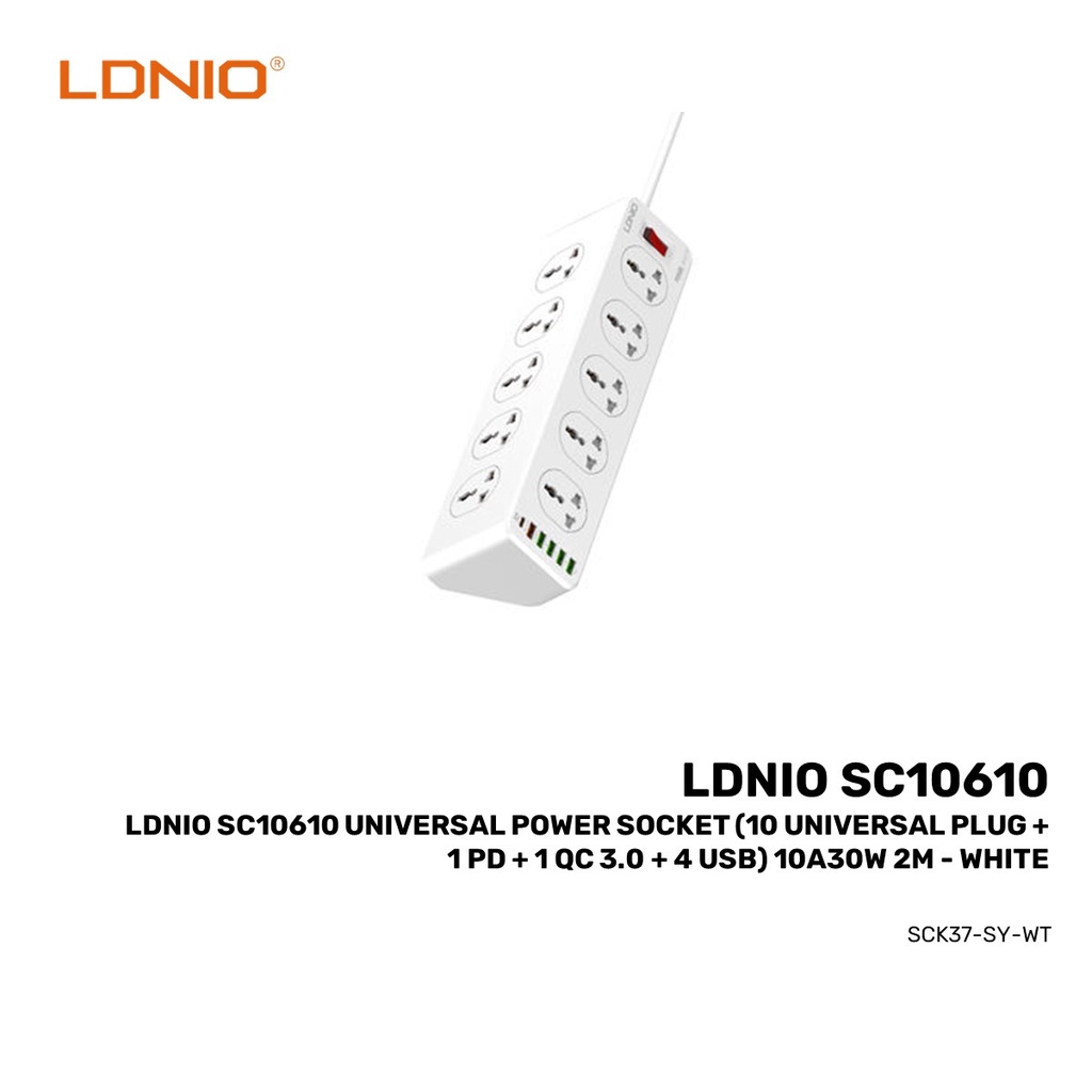 LDNIO SC10610 UNIVERSAL POWER SOCKET (10 UNIVERSAL PLUG + 1 PD + 1 QC 3 ...