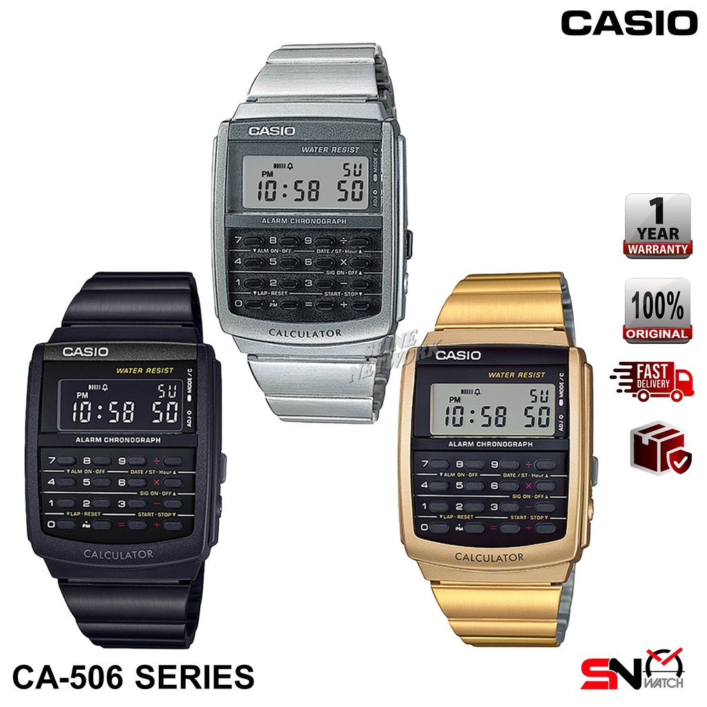 Casio Unisex Calculator Watch Digital Stainless Steel Band Jam Tangan ...