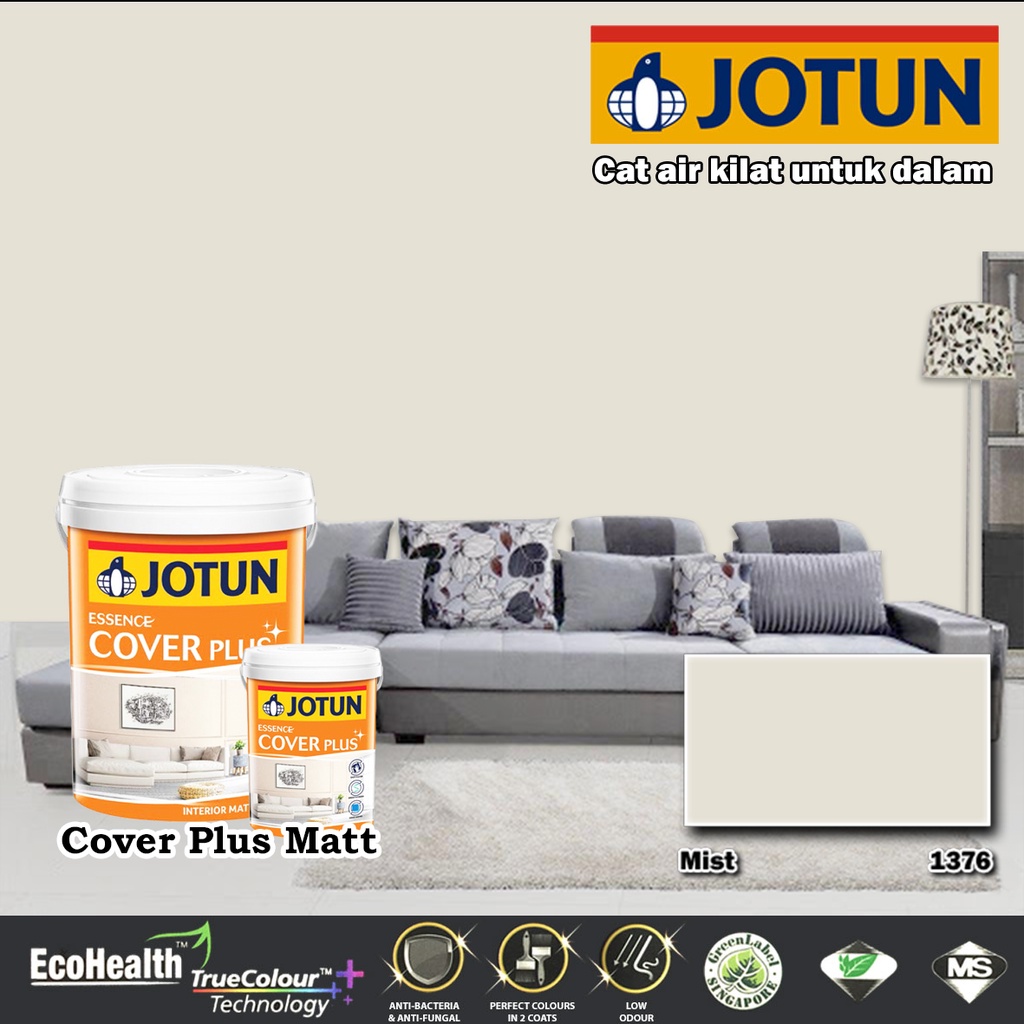 JOTUN ESSENCE COVER PLUS INTERIOR MATT 5 Liter Mist 1376 / Samik Ivory 1065 / Macchiato 1359 ...