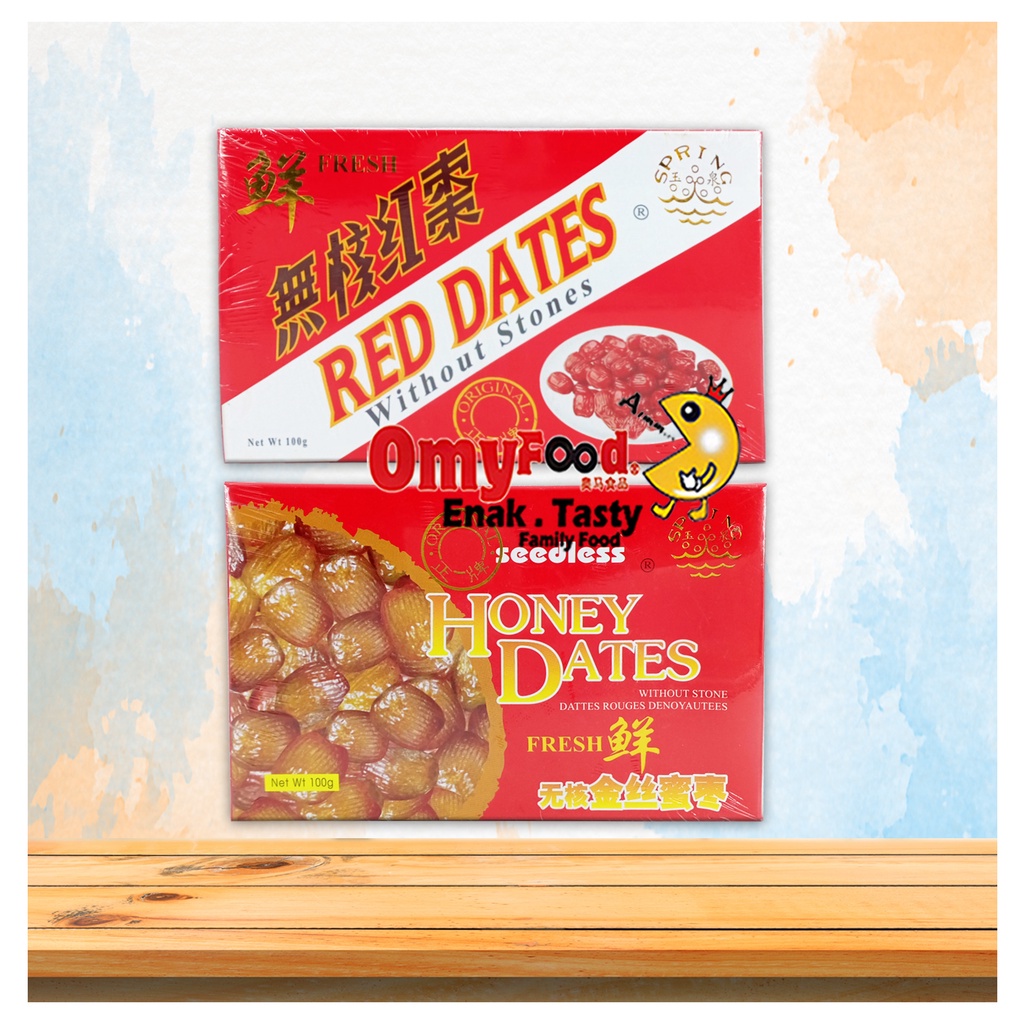 100g Spring Fresh Red Dates, Seedless Honey Dates 正牌新鲜无核红枣 , 无核金丝蜜枣 ...