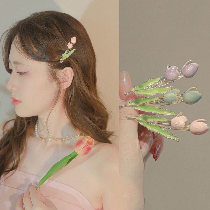 Elegant Tulip Hairpin Winter Side Bangs Hairclip Ins New Temperament ...