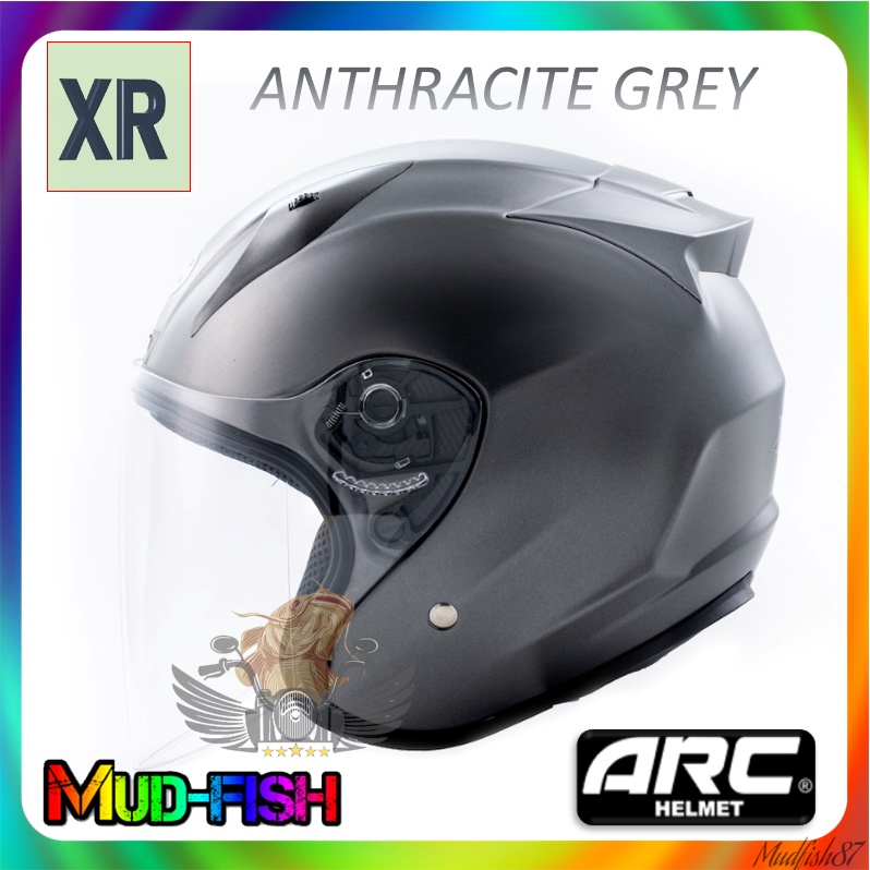 TOPI KELEDAR ARC XR HELMET KELABU GRAY SEBAM (MATT ANTHRACITE GREY ...