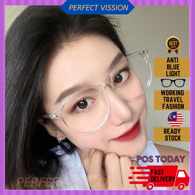 Cermin Mata Bulat Perempuan Spek Mata Viral Kacamata Ootd Stok Sedia ...