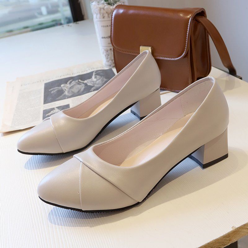 [with box] Kasut Perempuan Pointed Toe High Heels Shallow Mouth Thick ...