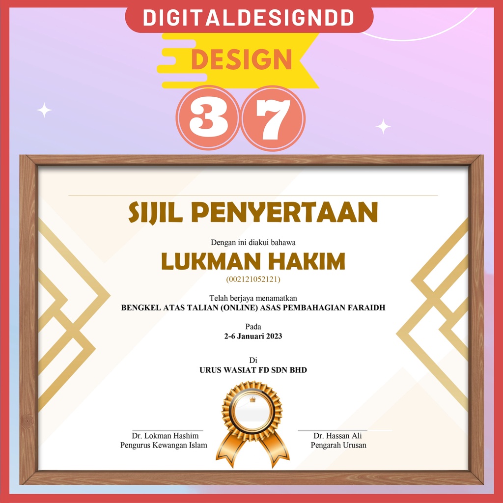 Sijil digital 48 template digital certificate pelbagai pilihan edit ...
