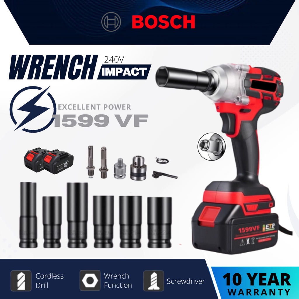 Free Ship BOSCH - 1599VF Impact Wrench Cordless Impact Gun Driver 2 In ...