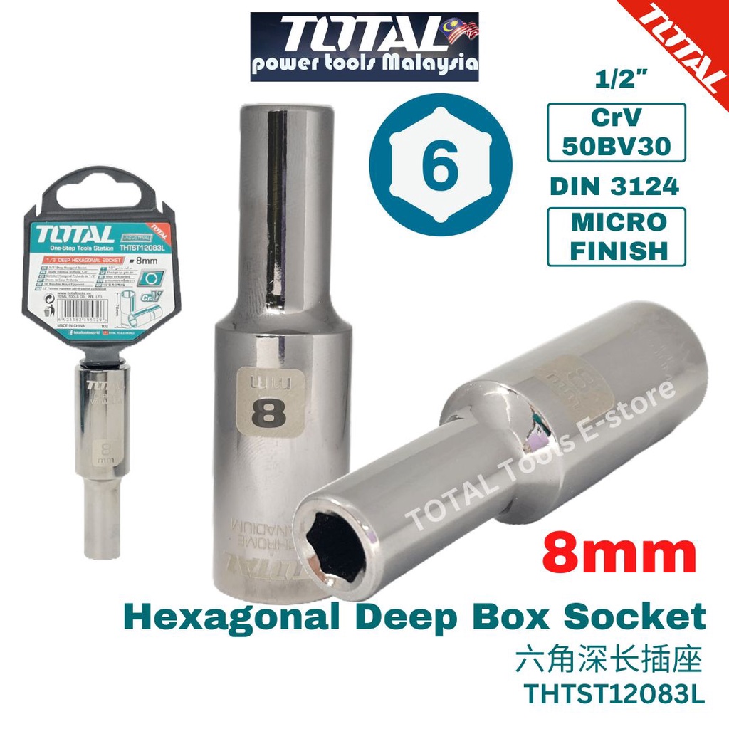 TOTAL Hexagonal Deep 6 Point Box Socket Size 11mm 六角深长插座 - THTST12083L ...